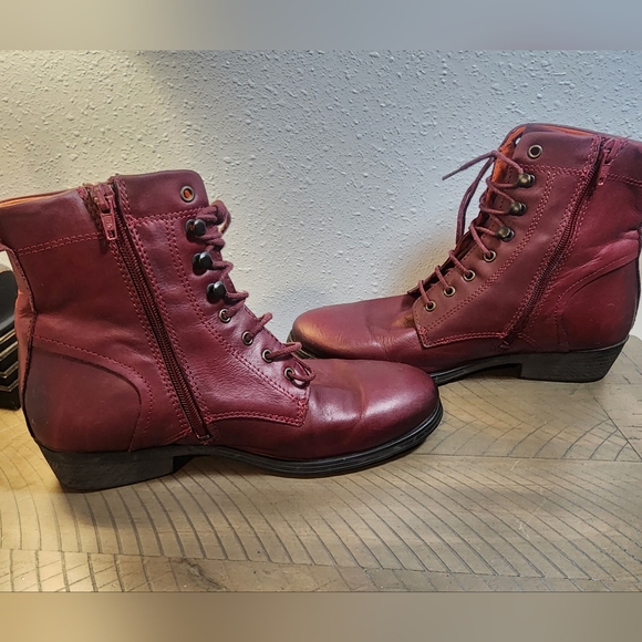 Kickers | Shoes | Kickers Red Laceup Boots With Zip Up Size 4 9 | Poshmark